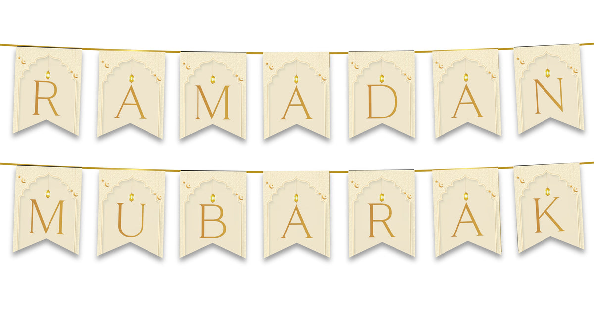 Ramadan Mubarak Bunting - Neutral Letters Flags Decoration – Mubarak ...